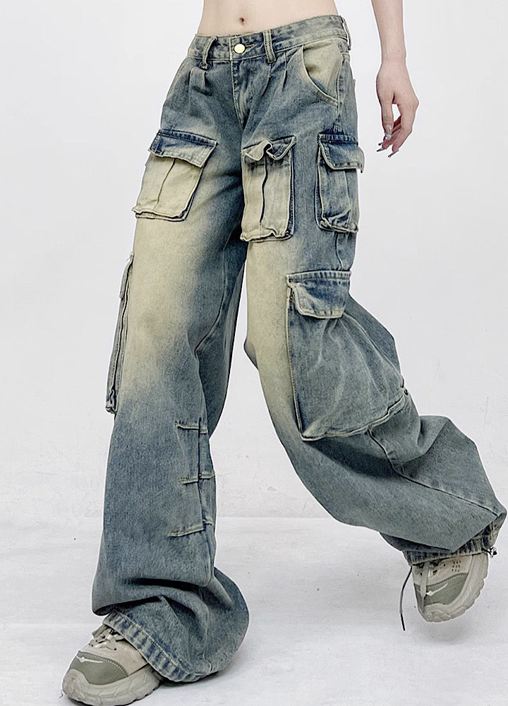 [CEDY] Vintage wash wide silhouette cargo denim CD0031 – HI-LANDER