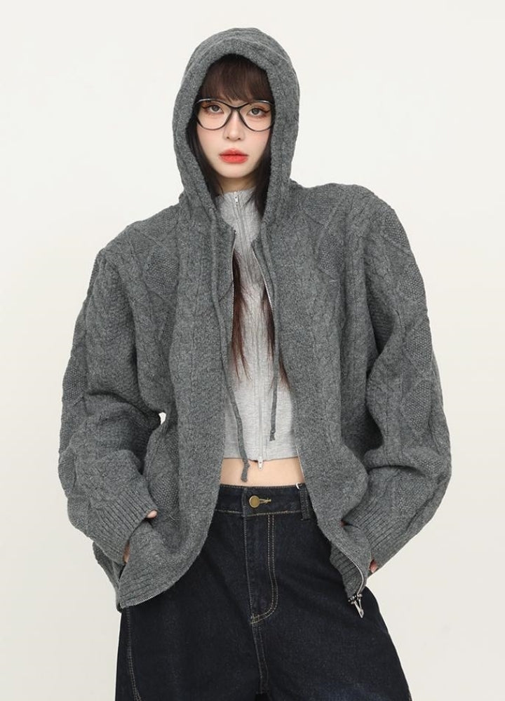 【CEDY】Waffle pattern basic design knit style hoodie CD0080 – HI-LANDER