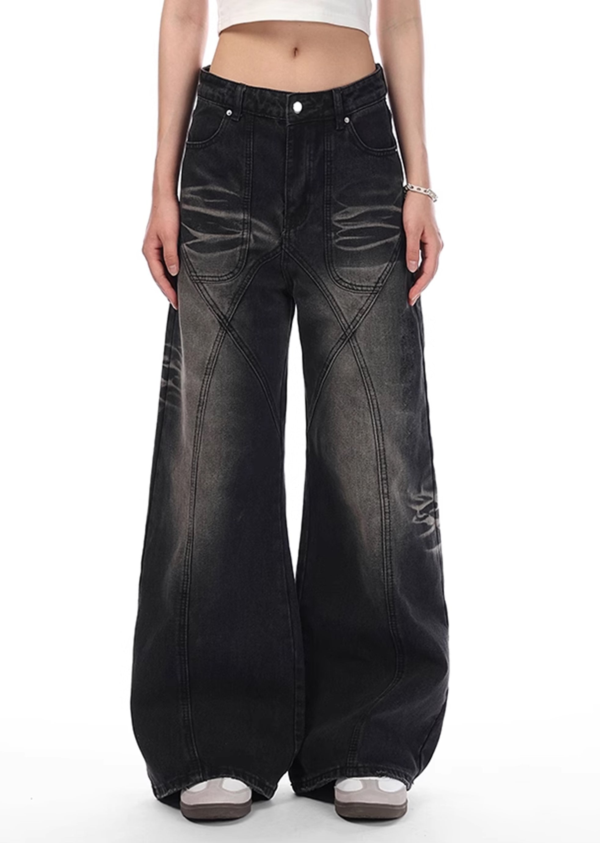 【VINMUK】Basic style dull black wide denim pants VM0014 – HI-LANDER