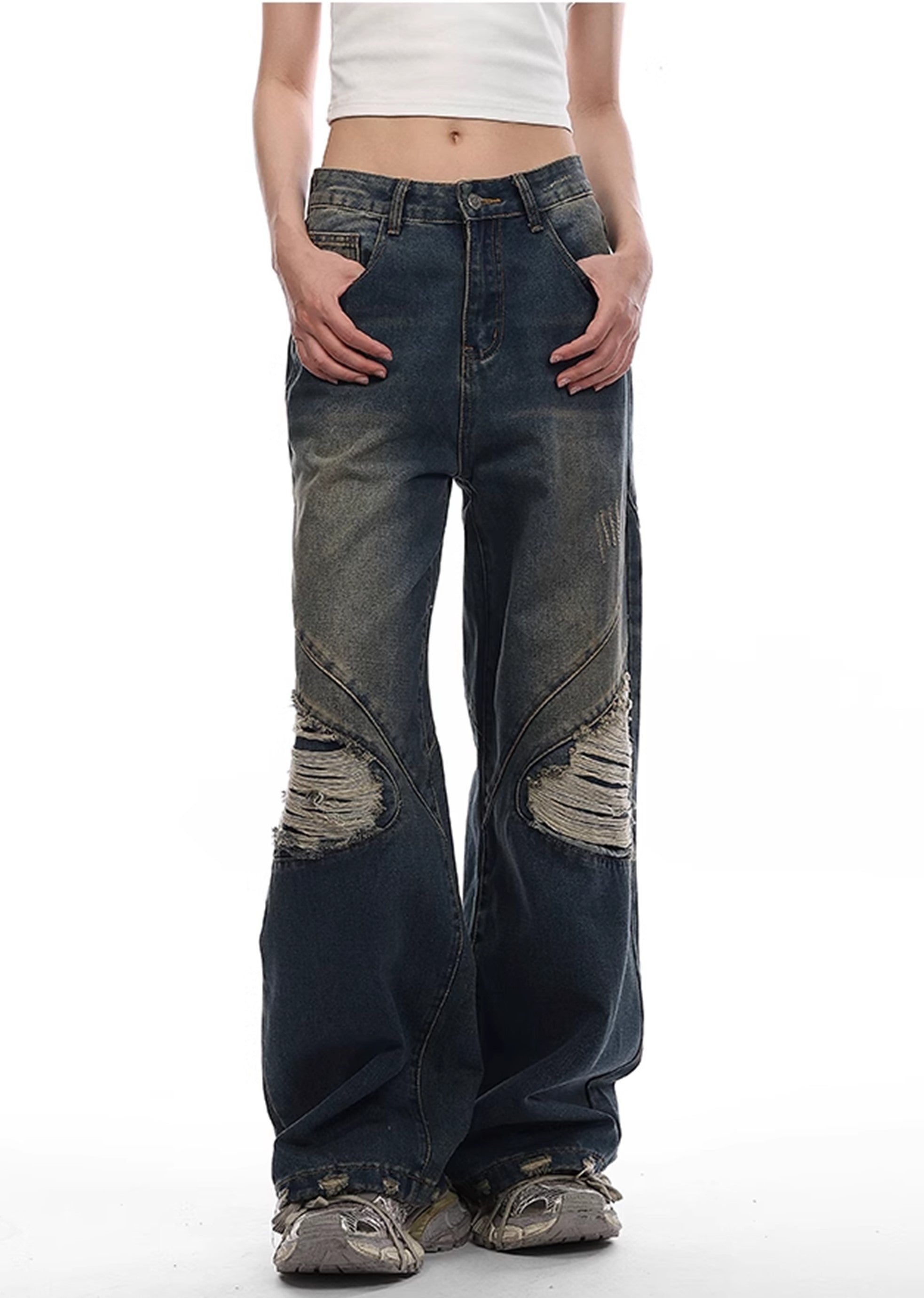 【VINMUK】Distressed wide straight dull denim pants VM0013 – HI-LANDER