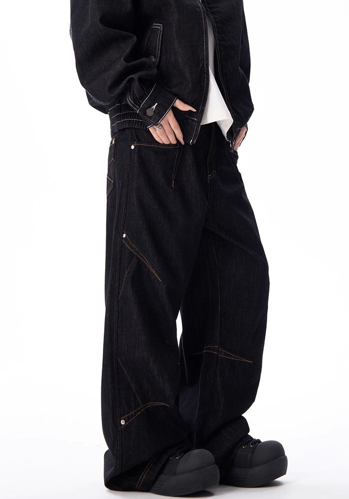 【H GANG X】Line seam design basic style denim wide pants HX0083 – HI-LANDER