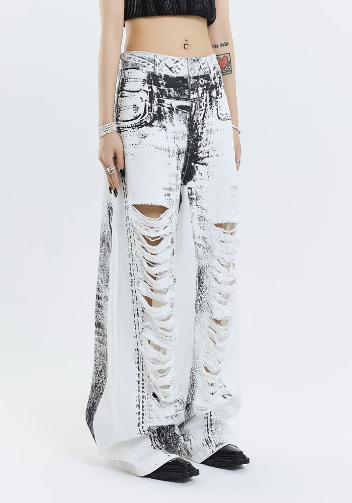 【MICHINNYON】Monotone dull wash grunge denim pants MY0001 – HI-LANDER