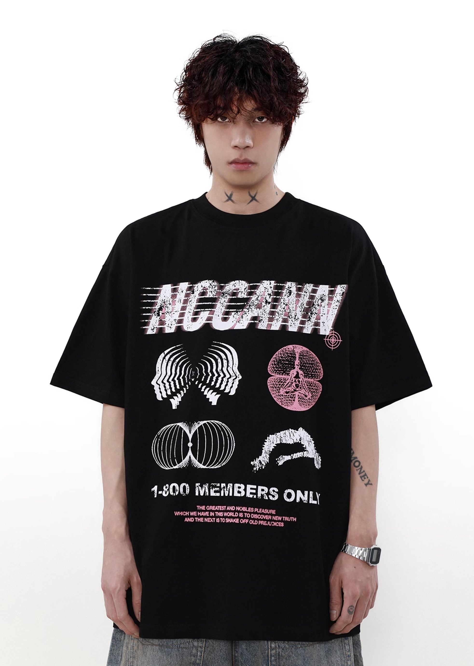 【MR nearly】Four points logo design oversized short sleeve T-shirt MR00 ...
