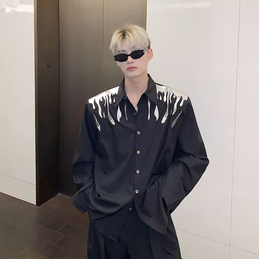 [CUIBUJU] Shoulder silver crimped raindrop design shirt CB0025 – HI-LANDER