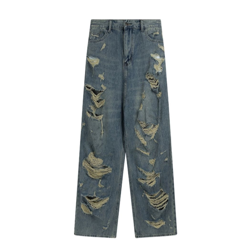[ReIAx] Distressed perforated washed denim jeans RX0010 – HI-LANDER