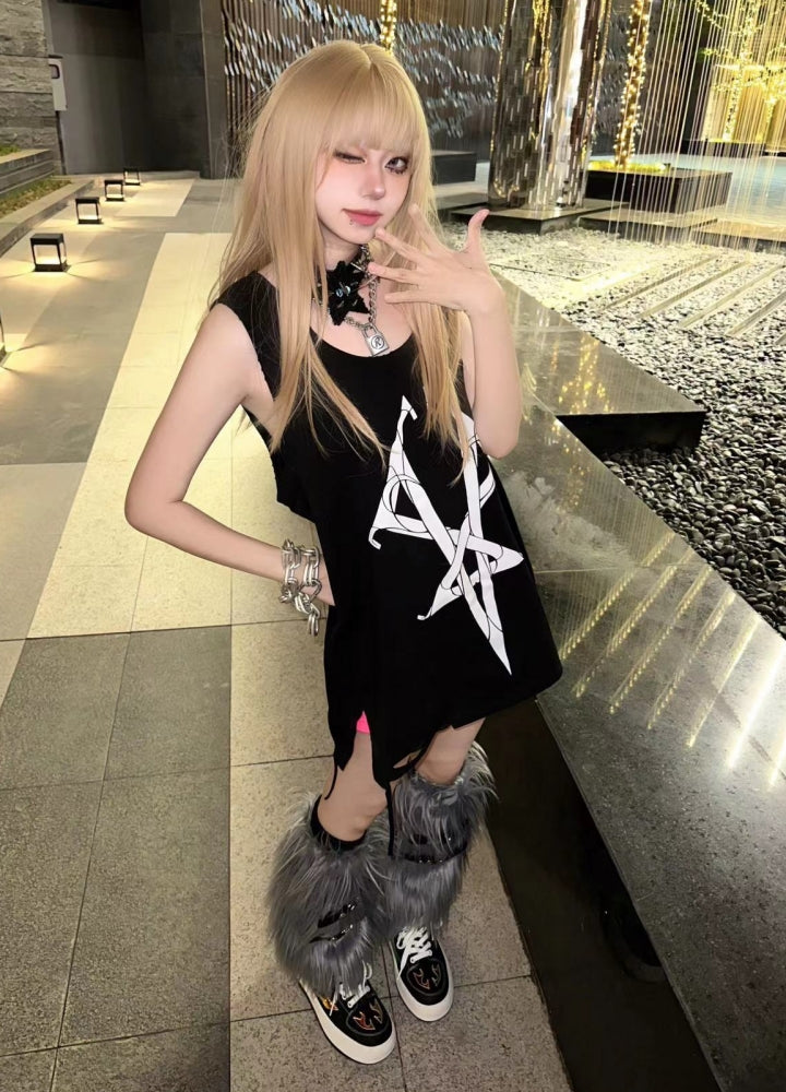 【WETbody】Monotone cross subculture gimmick design sleeveless WB0015 ...