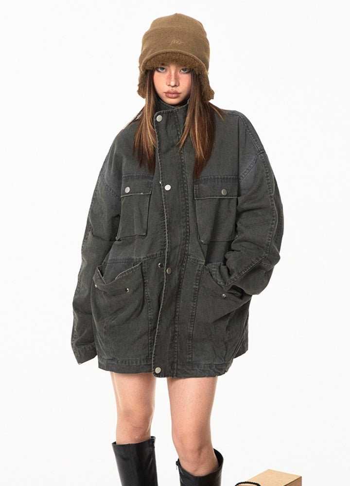 【BLACK BB】Dull navy base denim line loose style jacket BK0066 – HI-LANDER